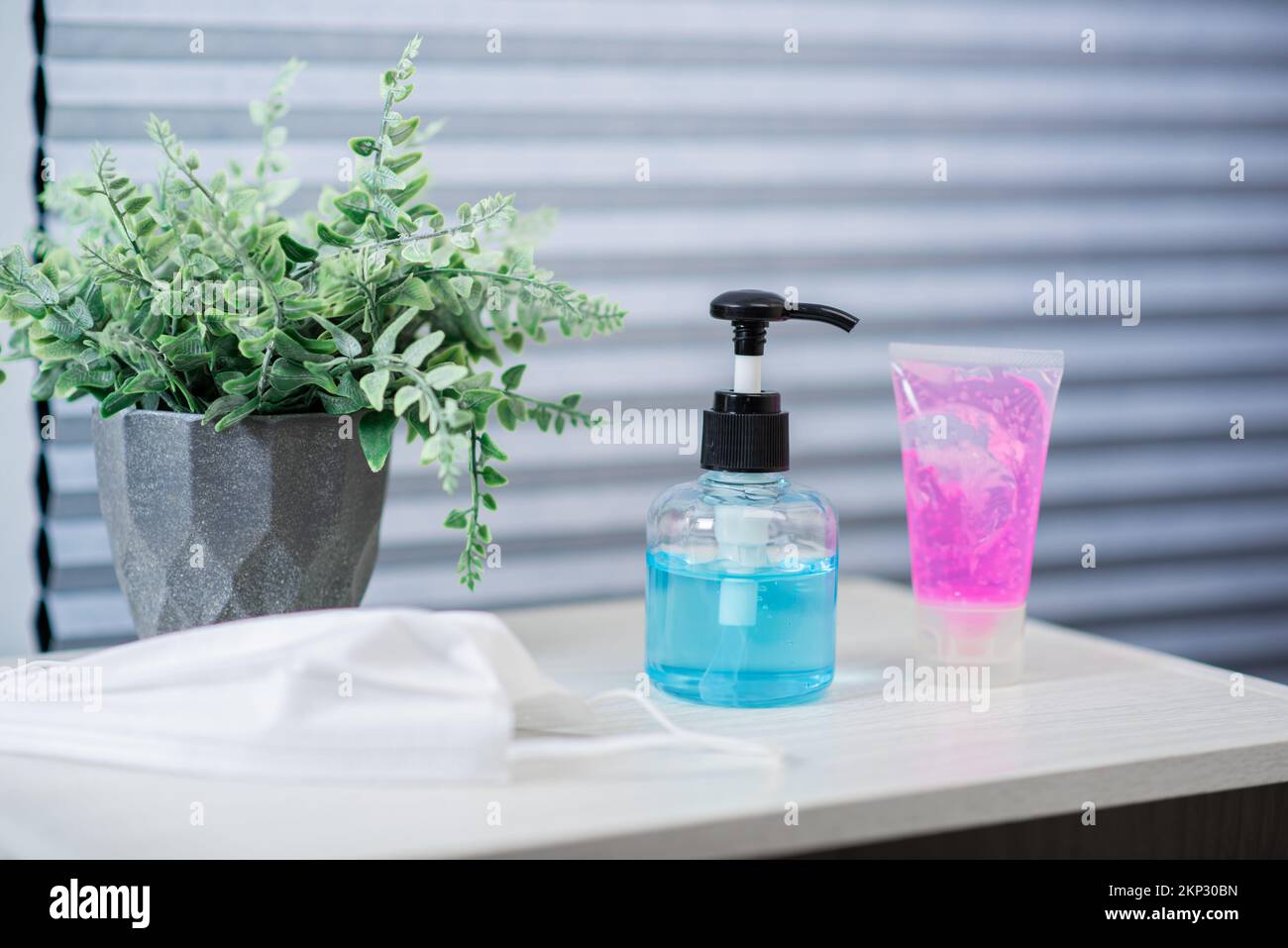 A pump bottle of Alcohol gel for hand sanitize. Prevention of ...