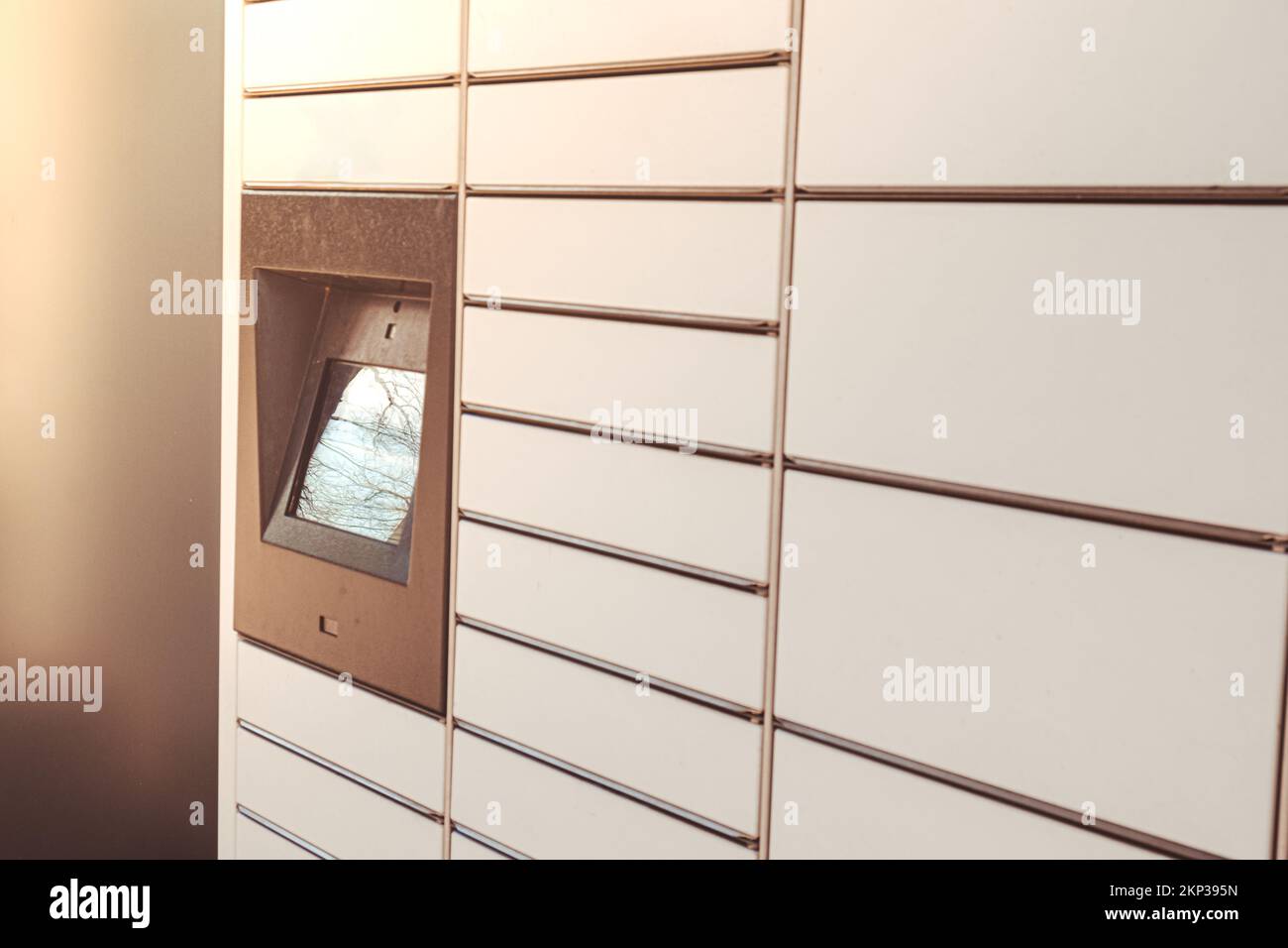 Modern shopping locker. Bar code reader for Skans QR Code on Mobile ...