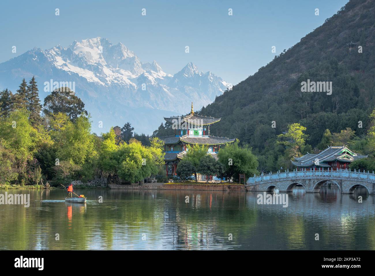 Travel China, Black Dragon Pool Landscape, a famous pond in the scenic Jade Spring Park located ...