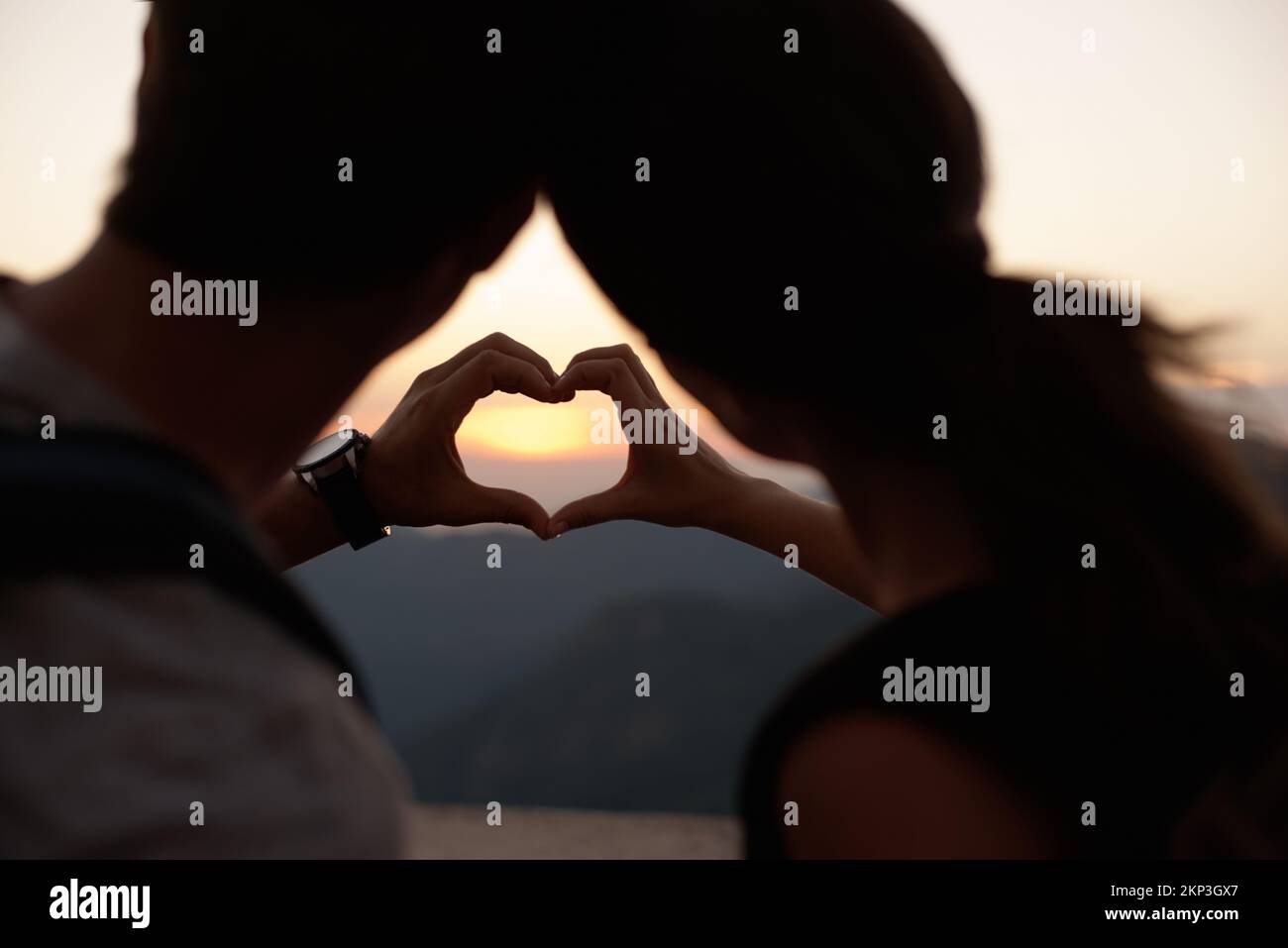 Our hearts are always joined together. Cropped view of the silhouette ...