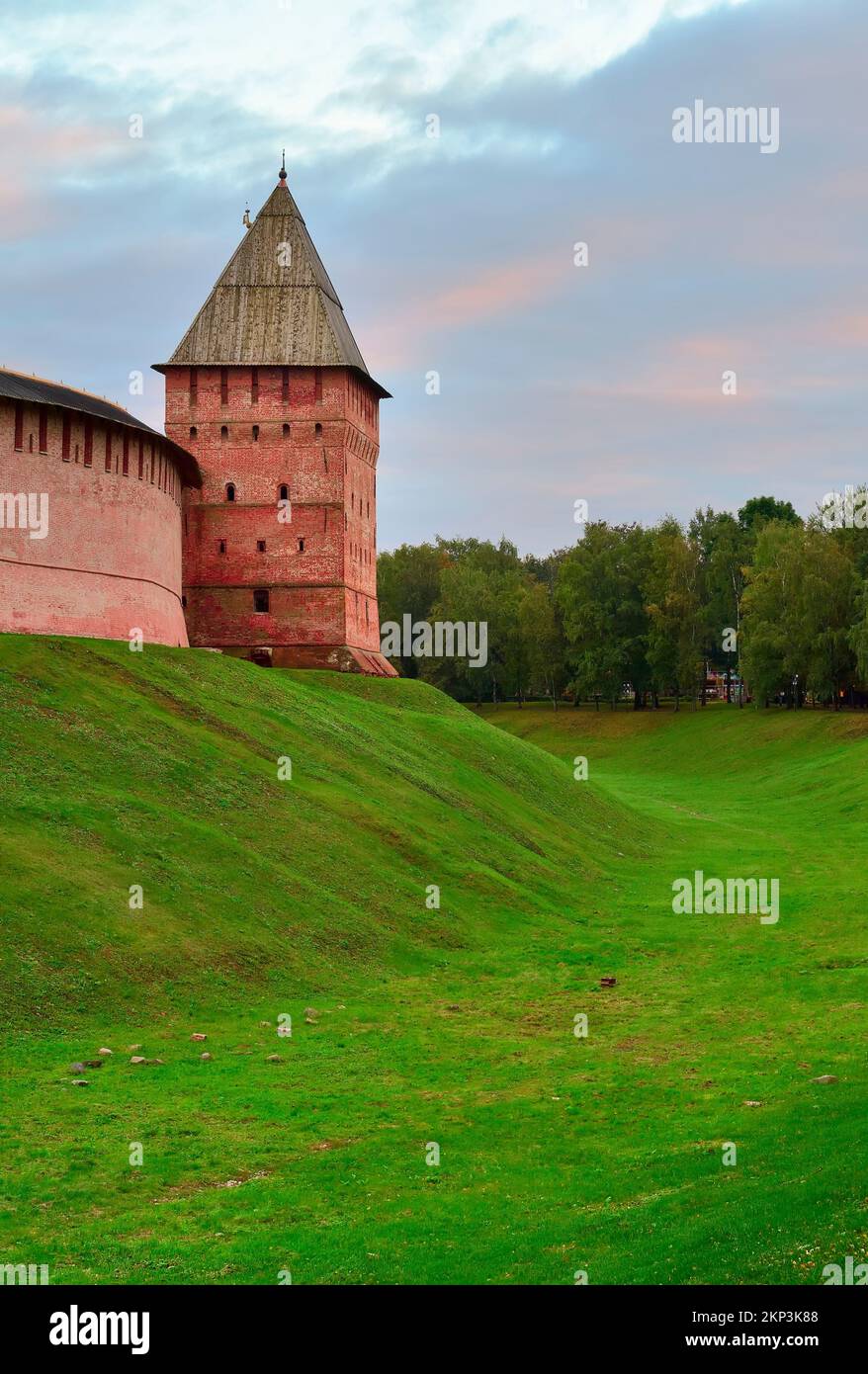 Ancient monuments of Veliky Novgorod. Moat and walls of the Kremlin, XV ...