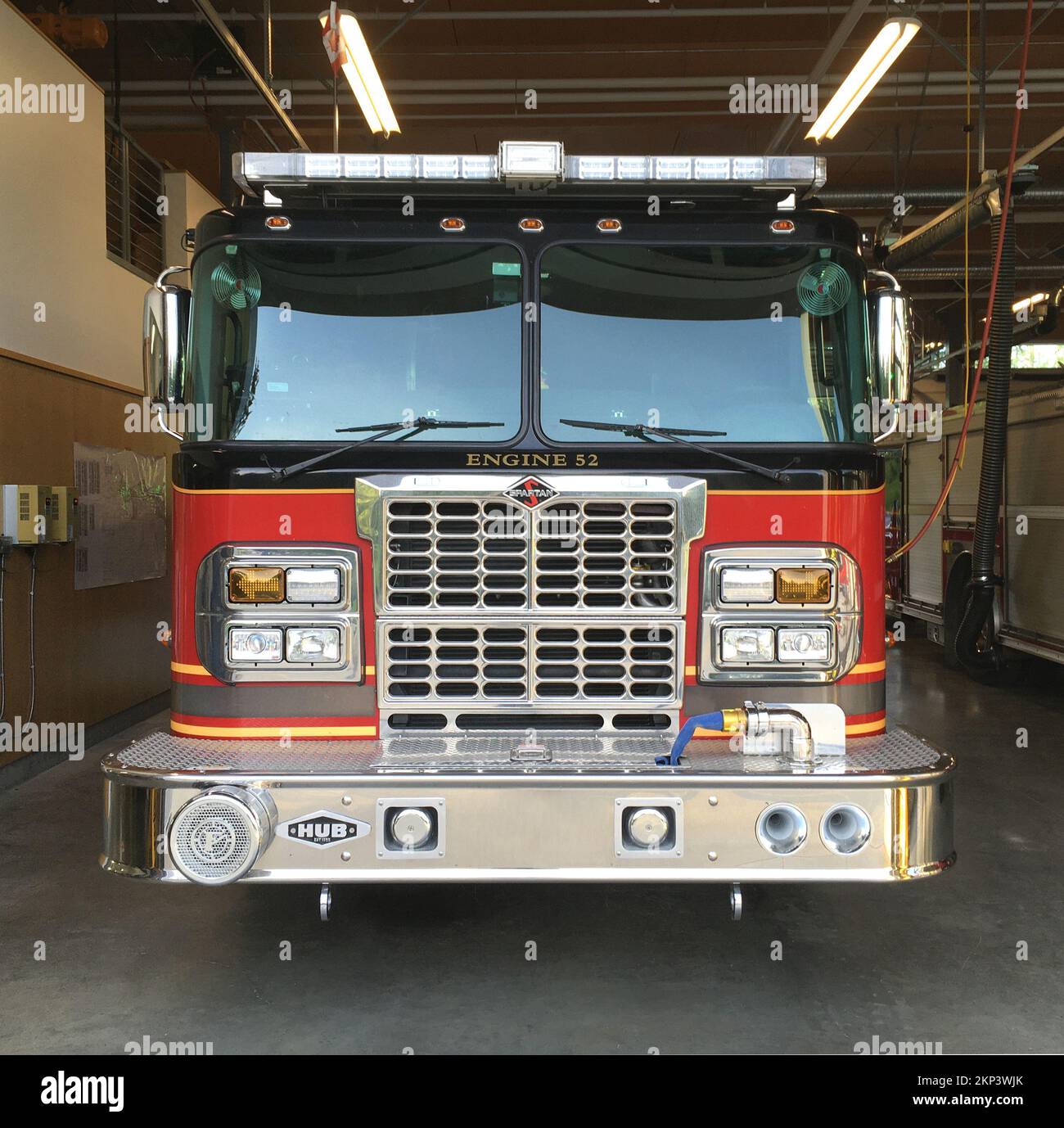 Engine 52 at the fire station of Qualicum Beach on Vancouver Island ...