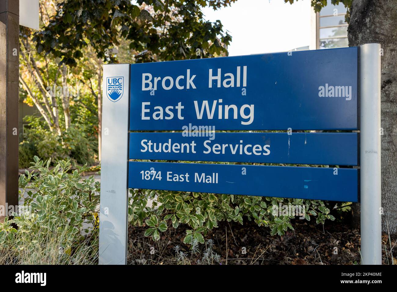 Vancouver, Canada - October 14,2022: View of sign Brock Hall Easst Wing ...