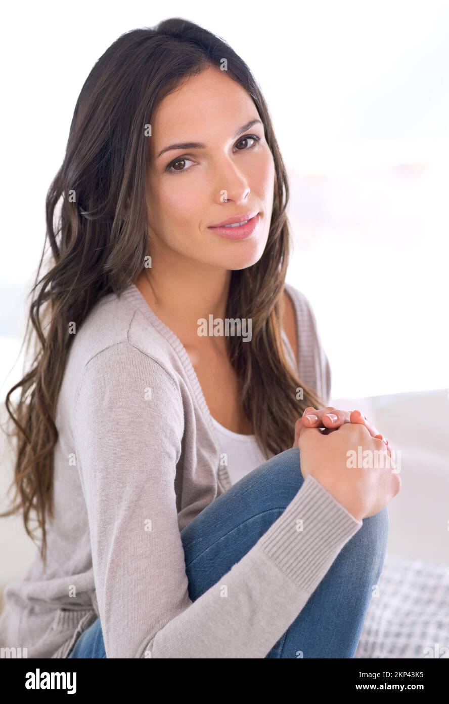 Loving The Comforts Of Home A Gorgeous Young Woman On A Couch Stock