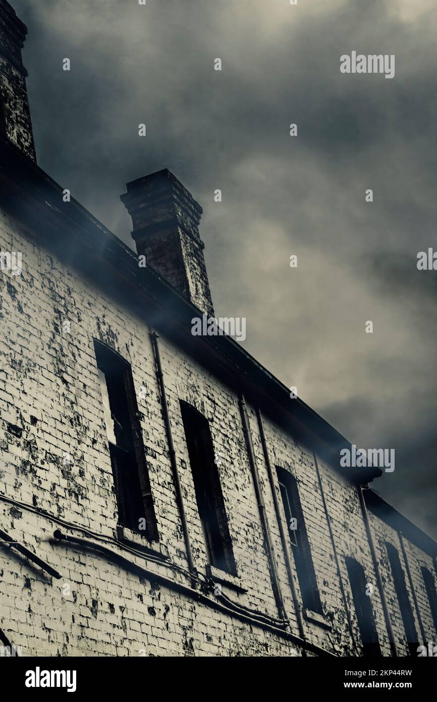 Brick houses facade spooky hi-res stock photography and images - Alamy