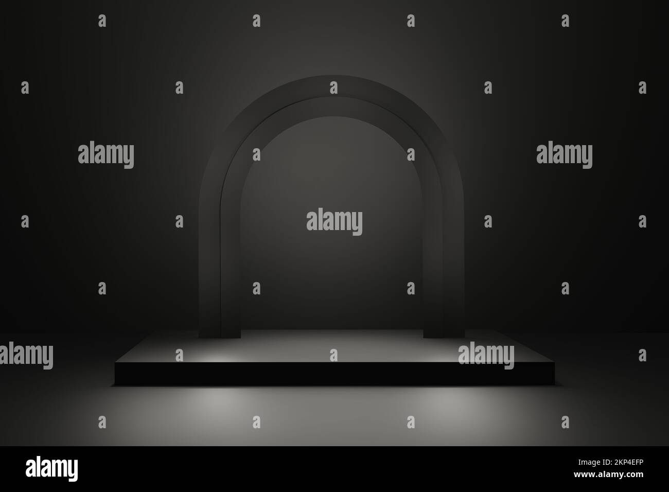 Black dark realistic rectangular pedestal podium with arch, Luxury ...