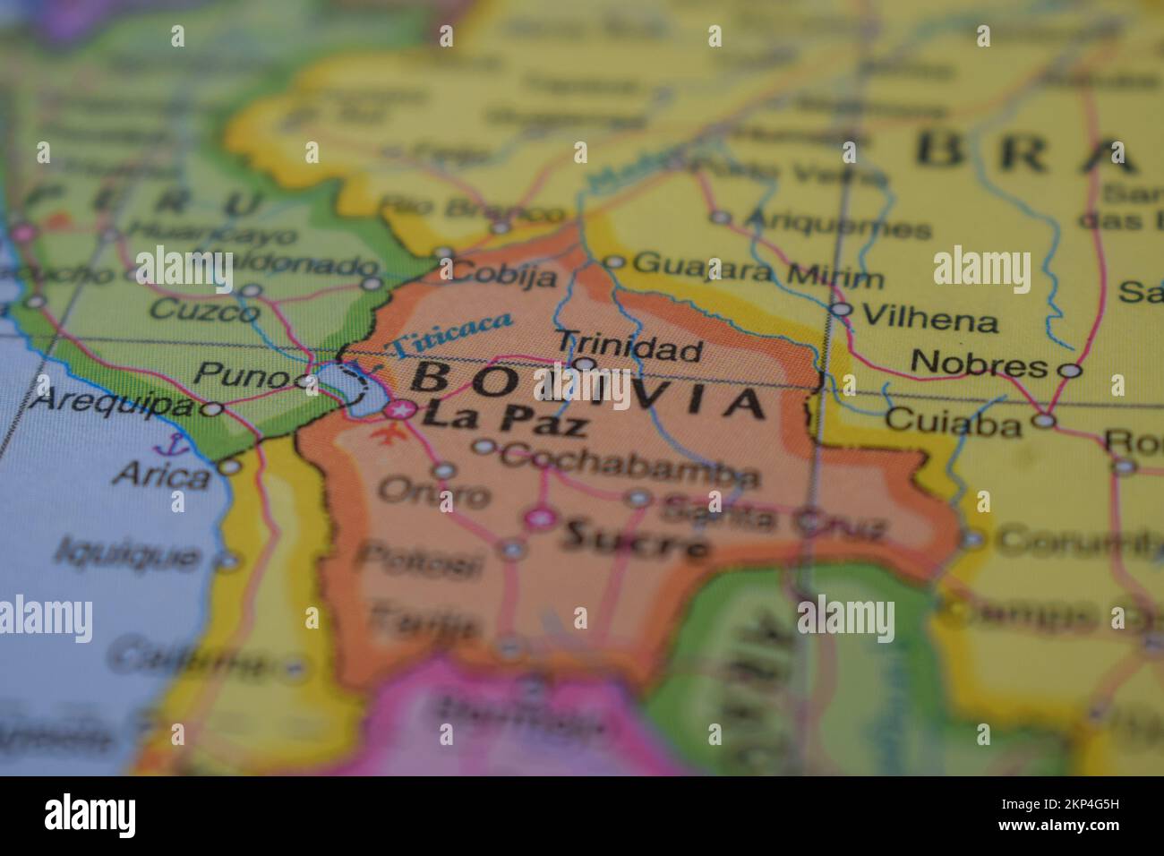 Bolivia Travel Concept Country Name On The Political World Map Very ...
