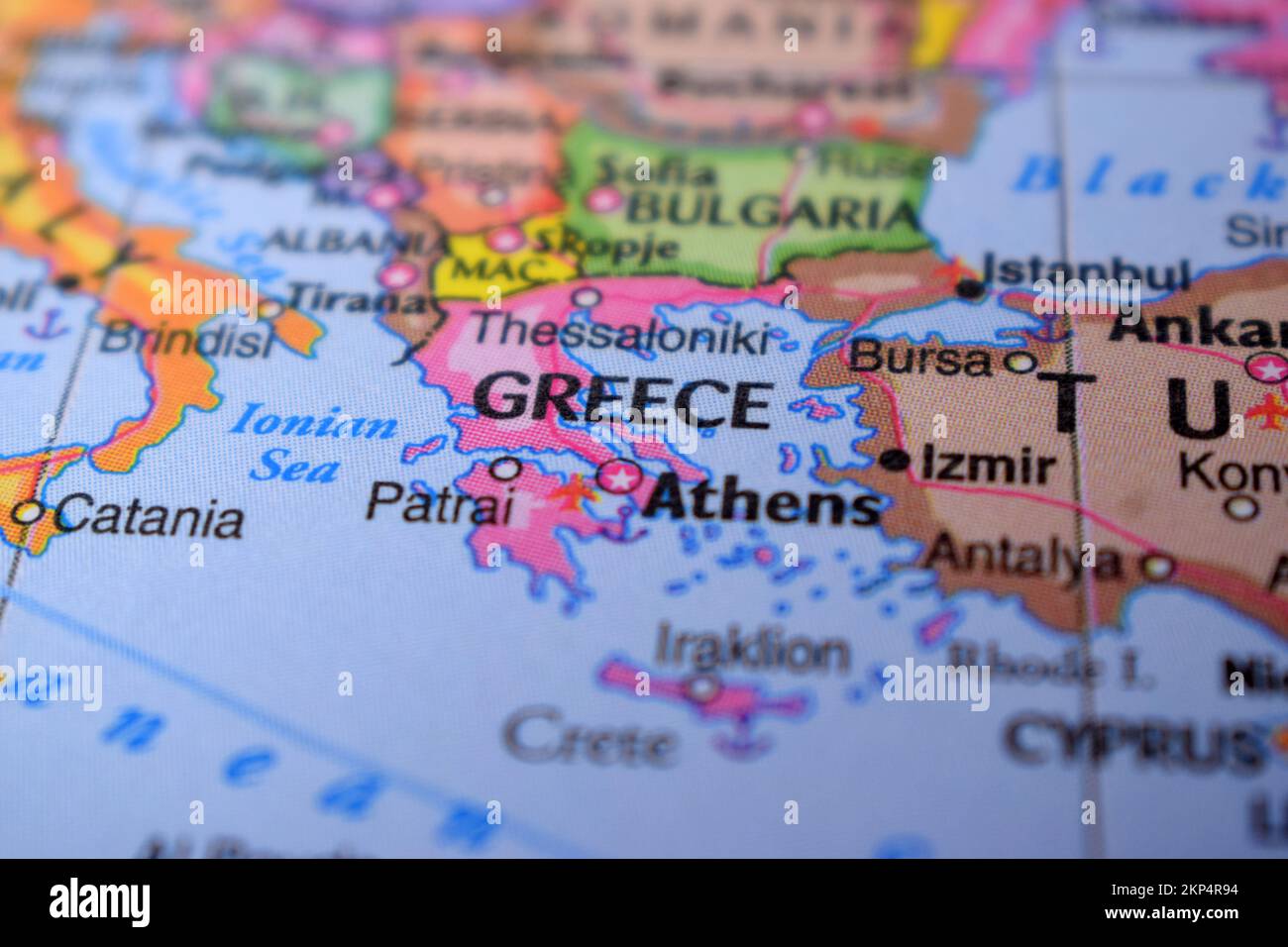 Greece Travel Concept Country Name On The Political World Map Very ...