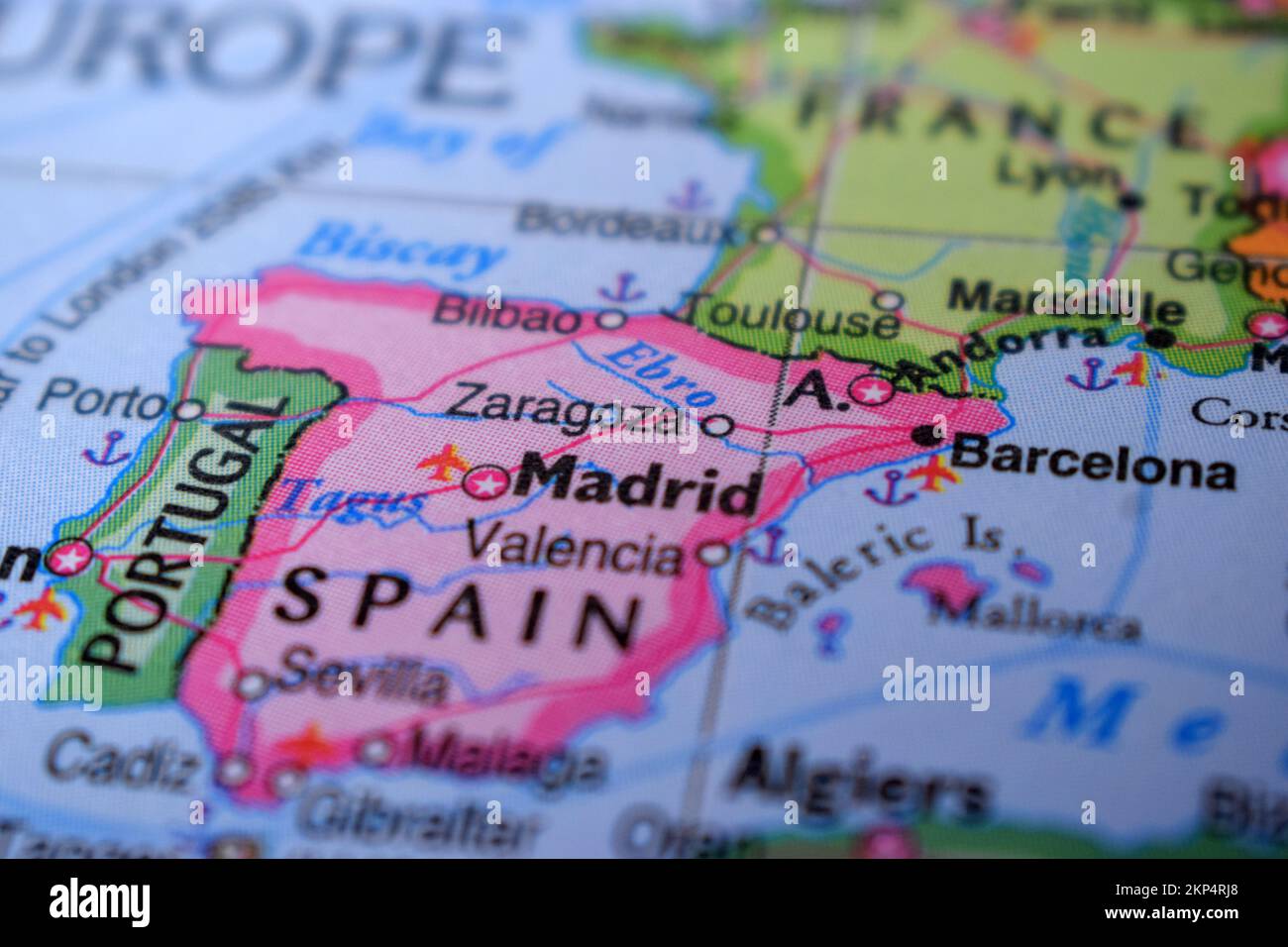 Madrid Travel Concept Country Name On The Political World Map Very ...
