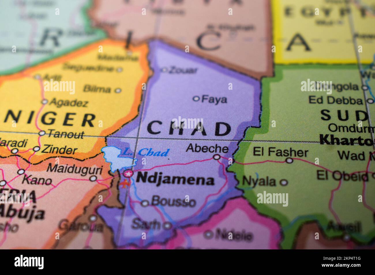 Chad Travel Concept Country Name On The Political World Map Very Macro ...