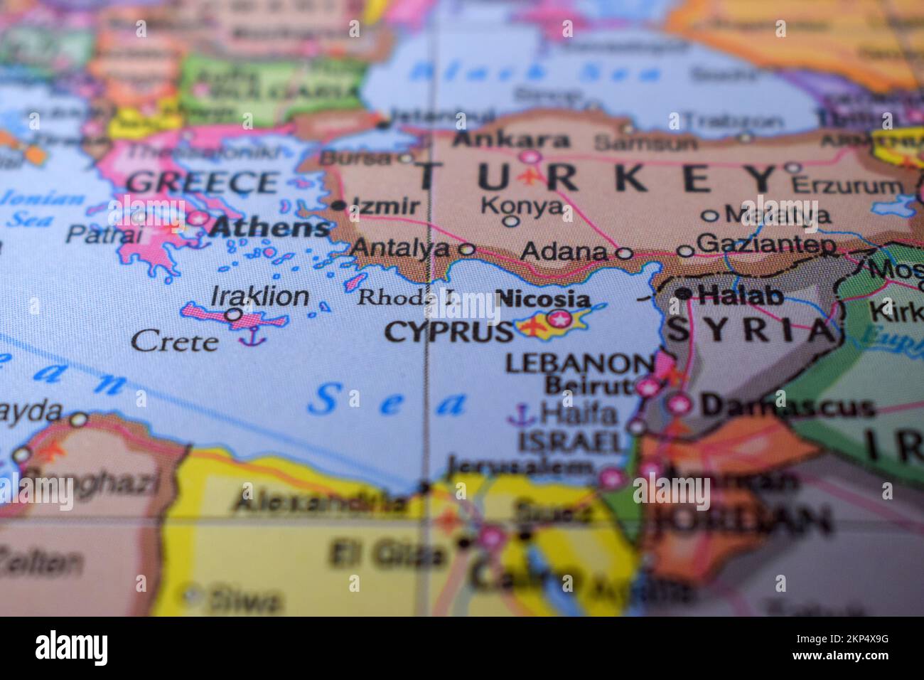Cyprus Travel Concept Country Name On The Political World Map Very ...