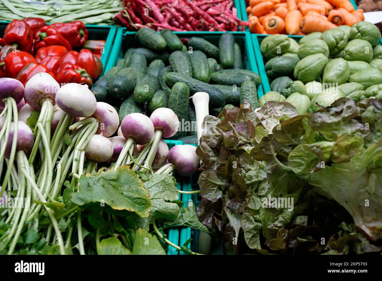 fresh vegetables on the farmers market of funchal on madeira Stock ...