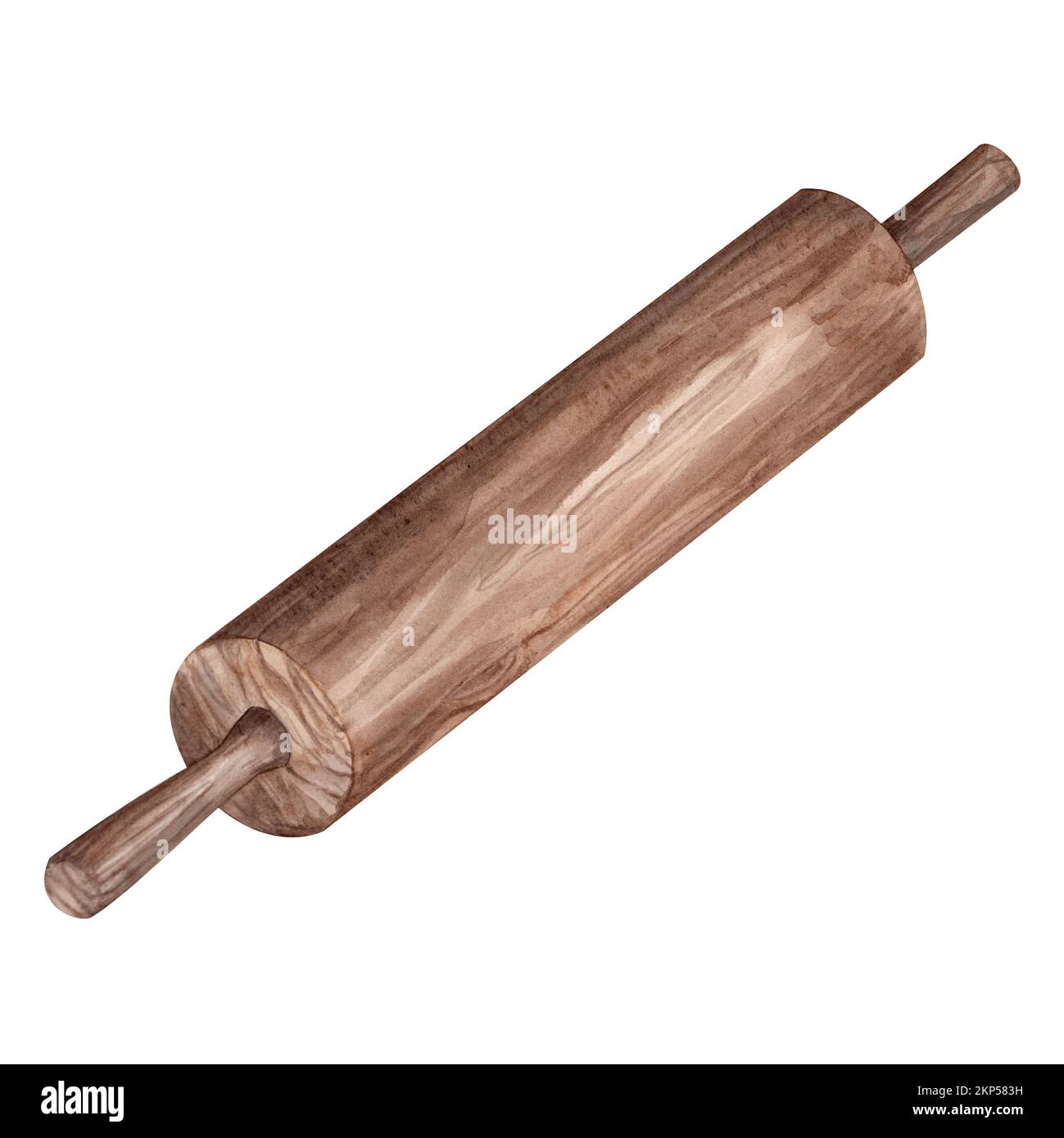 Rolling pin. Watercolor. Isolate. Illustration for clipart. Designed ...