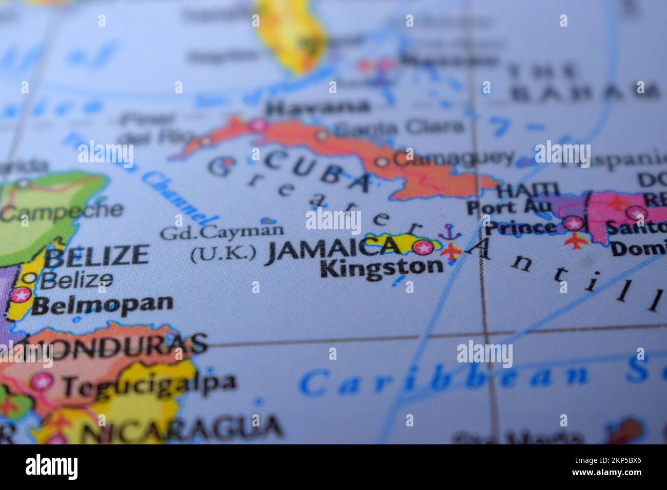 Jamaica Travel Concept Country Name On The Political World Map Very ...