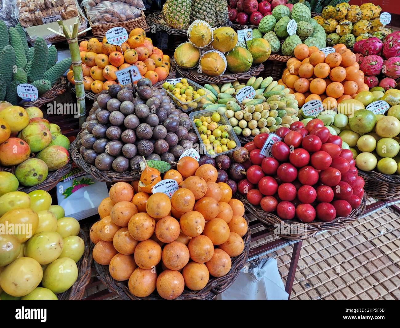 fresh fruit on the famous farmers market of madeira in funchal Stock ...