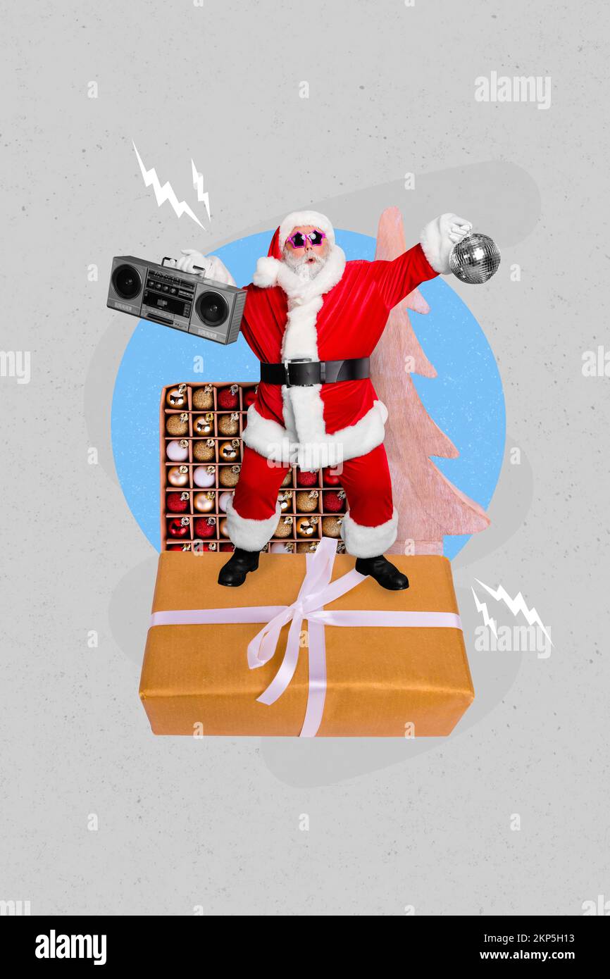 Exclusive magazine picture sketch collage image of cool funky santa ...