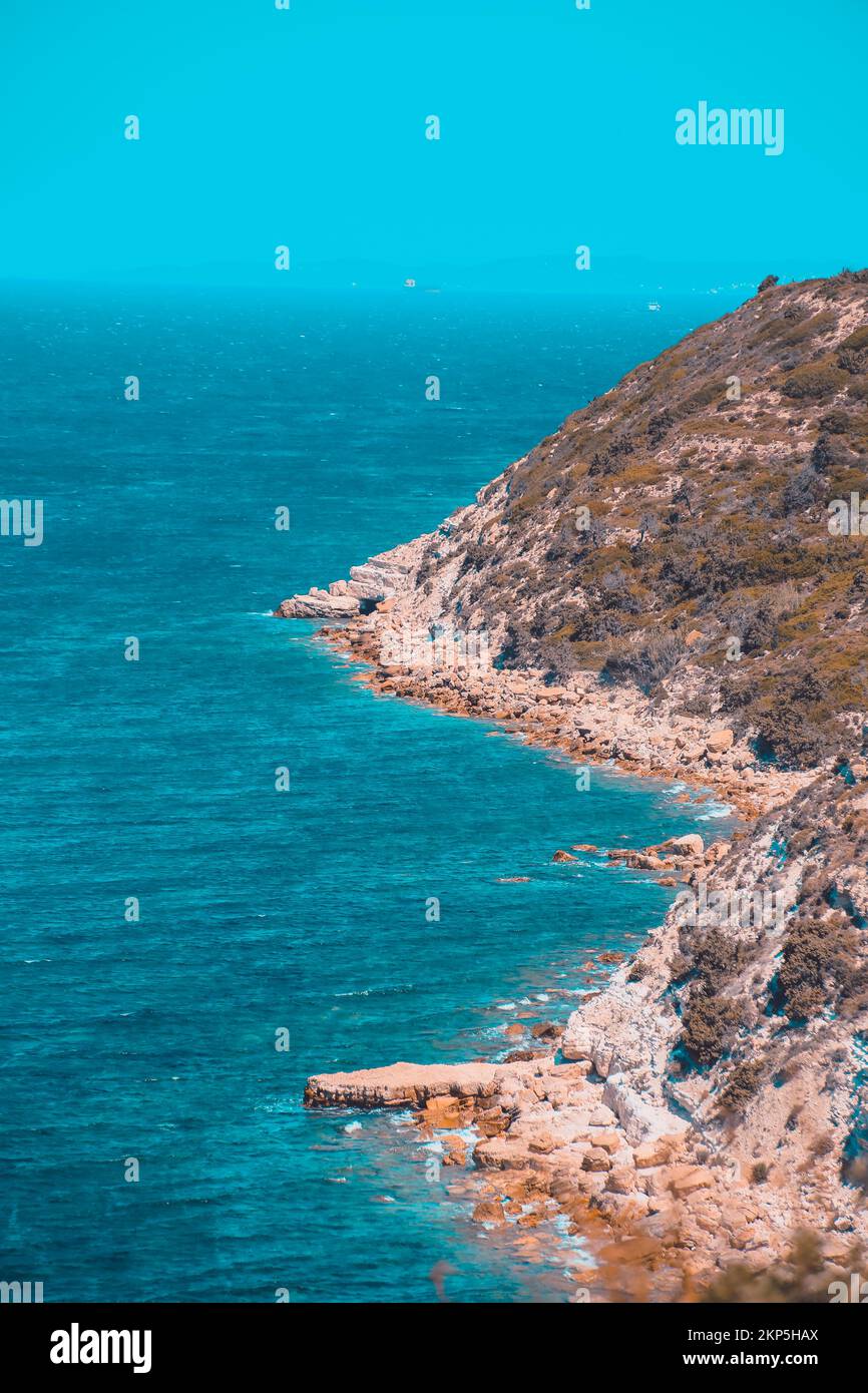 Aerial view of beautiful beach with turquoise water and white hi-res ...