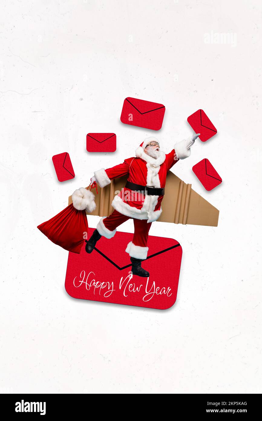 Exclusive magazine picture sketch collage image of smiling santa ...