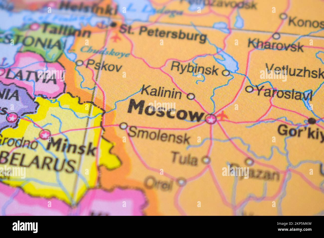 Moscow Travel Concept Country Name On The Political World Map Very ...