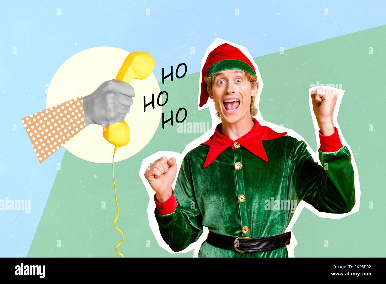 Photo cartoon comics sketch collage picture of funky lucky santa ...