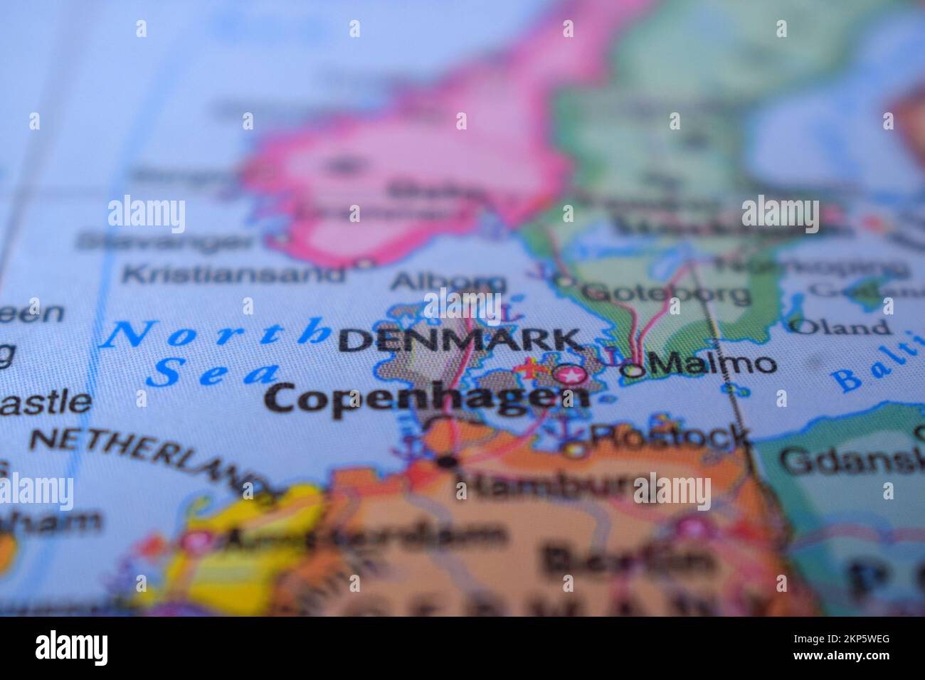 Denmark Travel Concept Country Name On The Political World Map Very ...