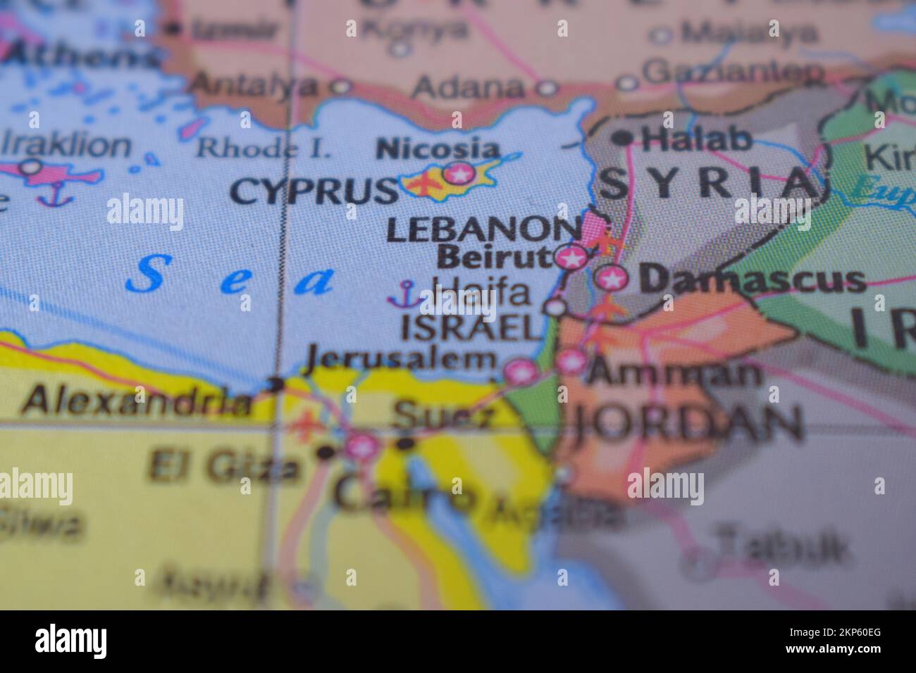 Lebanon Travel Concept Country Name On The Political World Map Very ...