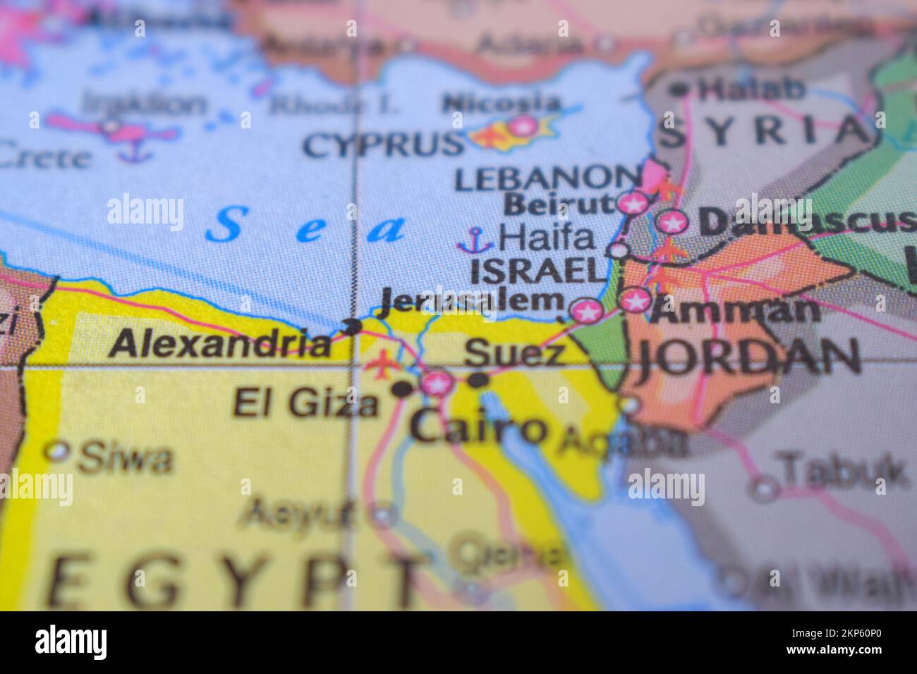 Israel Travel Concept Country Name On The Political World Map Very ...