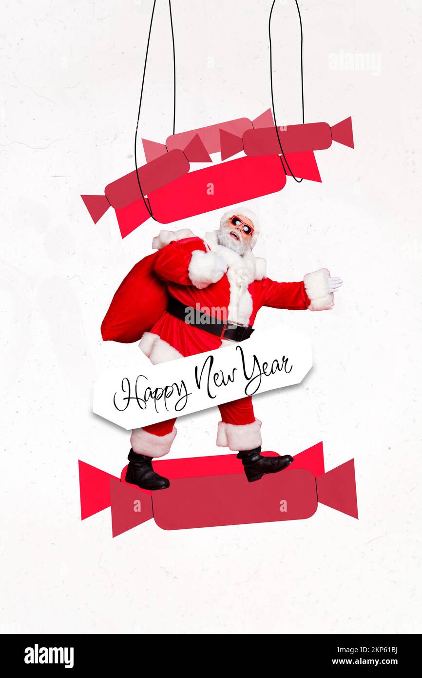 Photo sketch graphics collage artwork picture of funky smiling santa ...