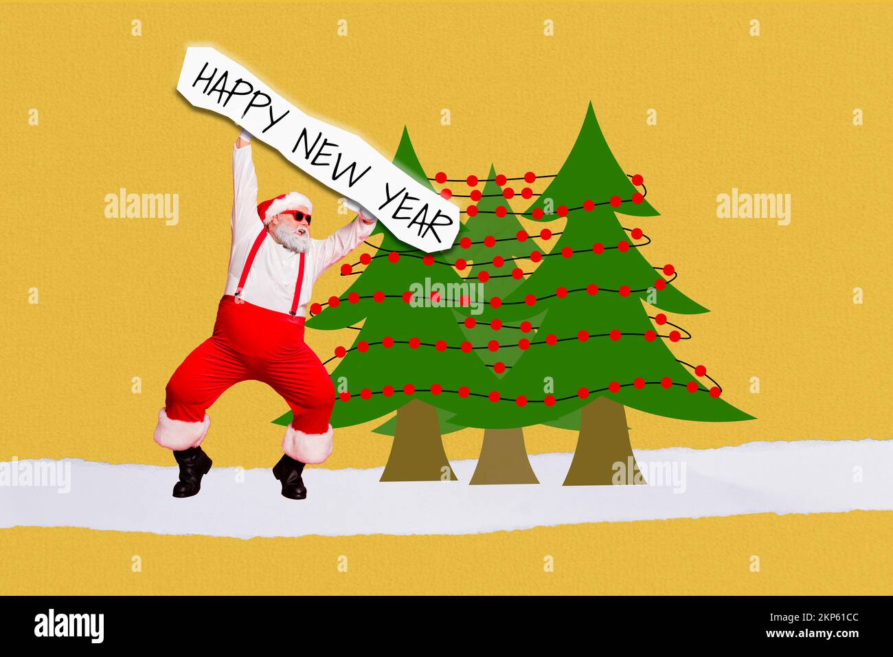 Photo sketch graphics collage artwork picture of funky funny santa ...