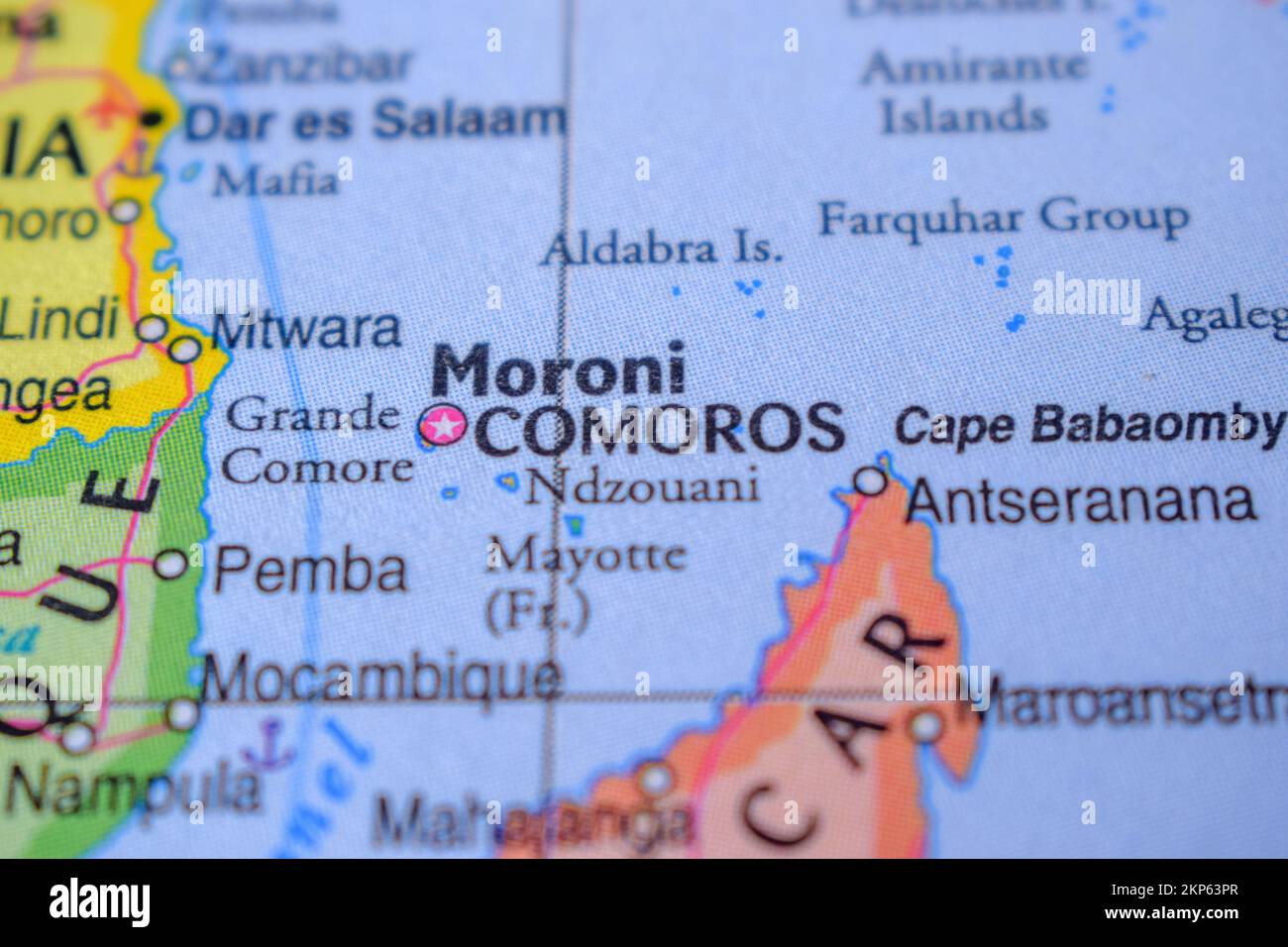 Comoros on The Political Map Travel Concept Macro Close-Up View Stock ...