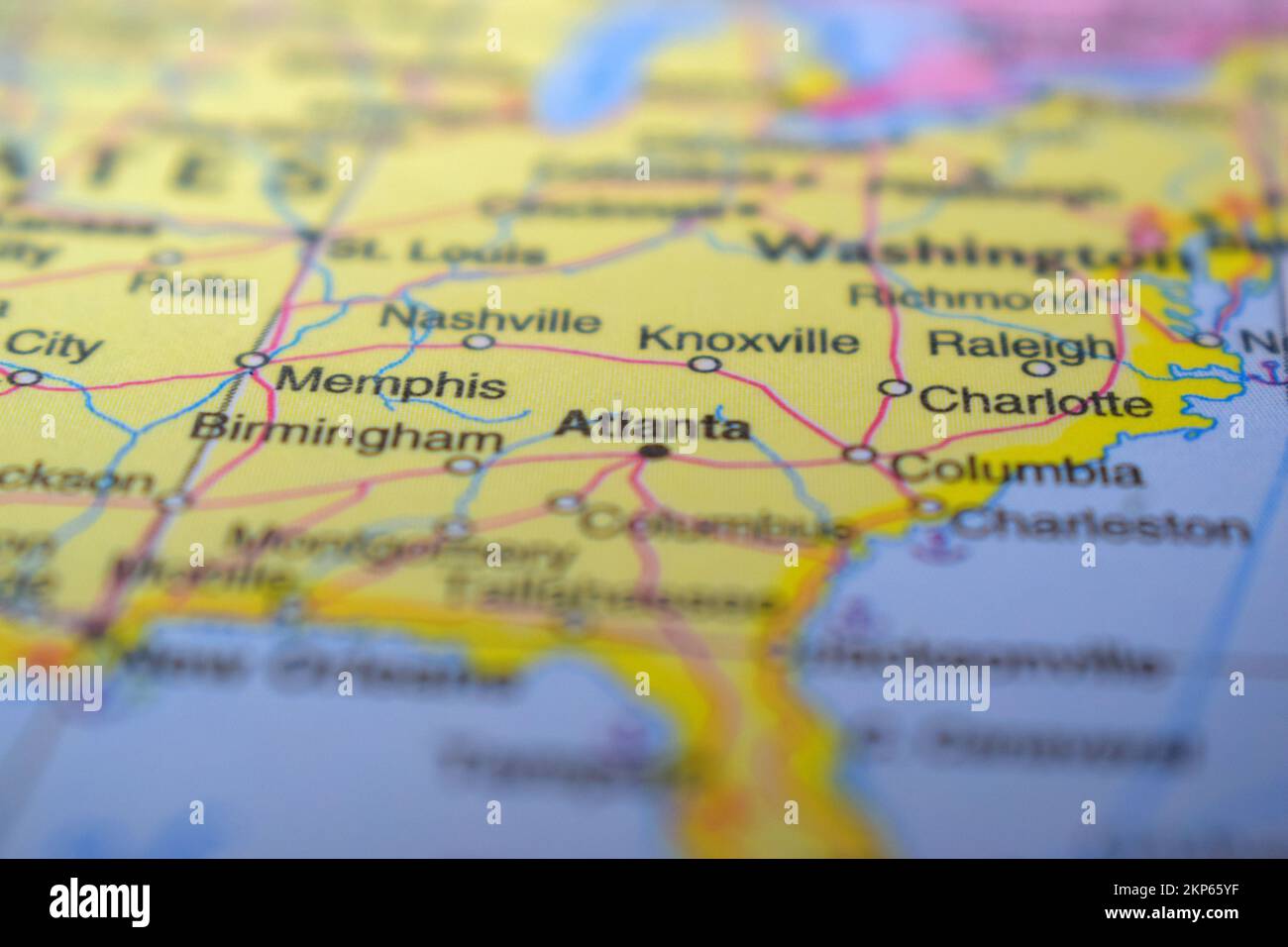 Atlanta on The Political Map Travel Concept Macro Close-Up View Stock ...