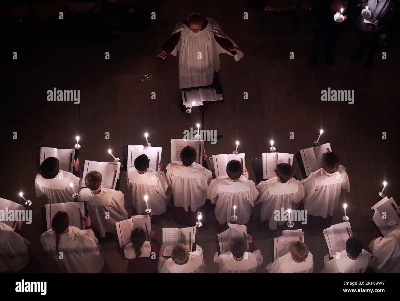 Choristers sing during the Advent procession at Chichester Cathedral to ...