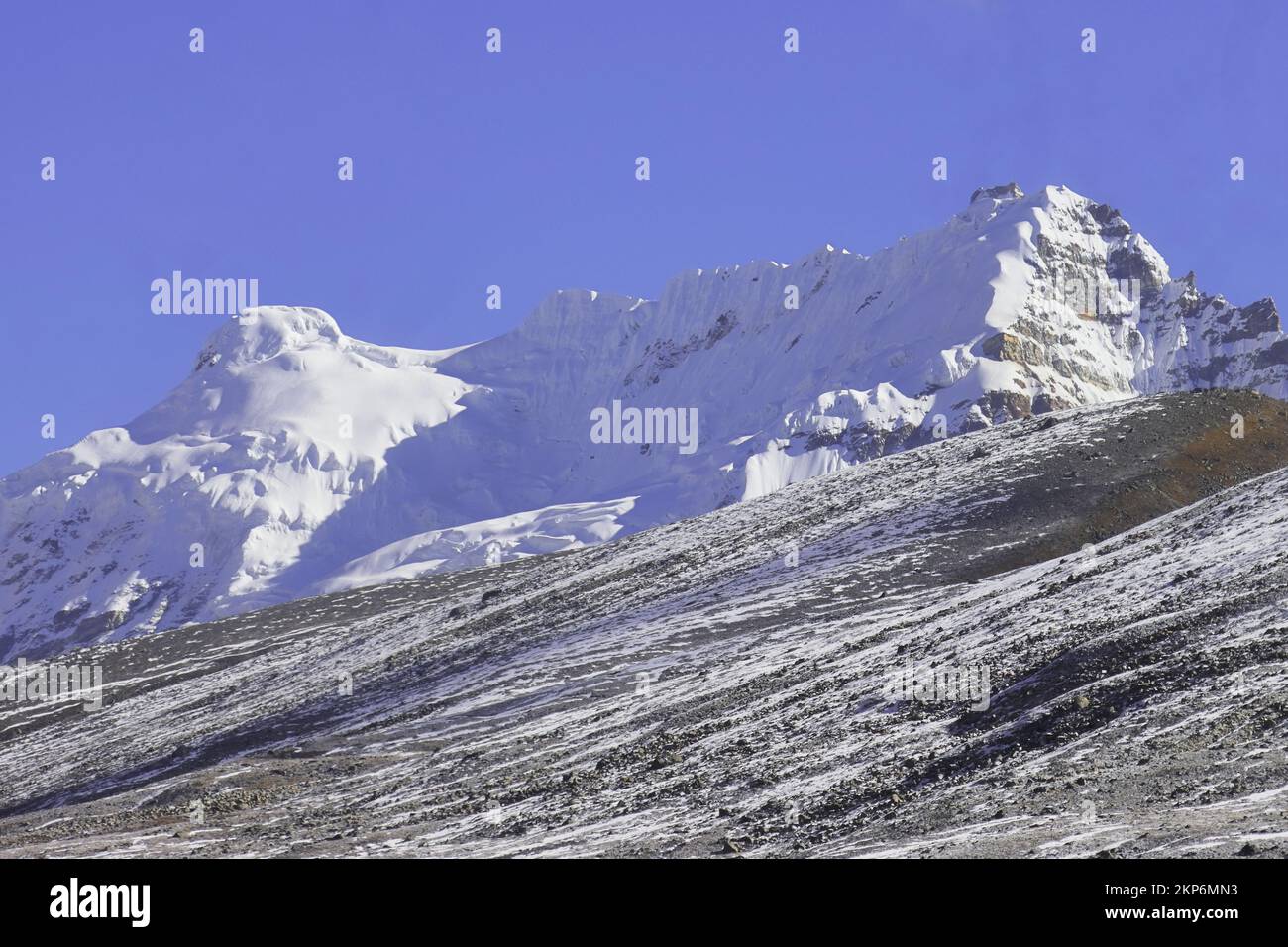 snowcapped himalayan mountains from zero point in north east, india ...