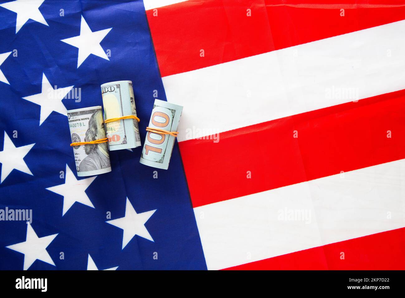 USA national flag and currency usd money banknotes. Business and ...