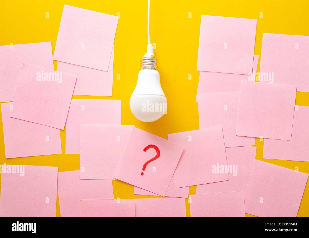 The process of problem solving. Question mark and light bulb on yellow ...