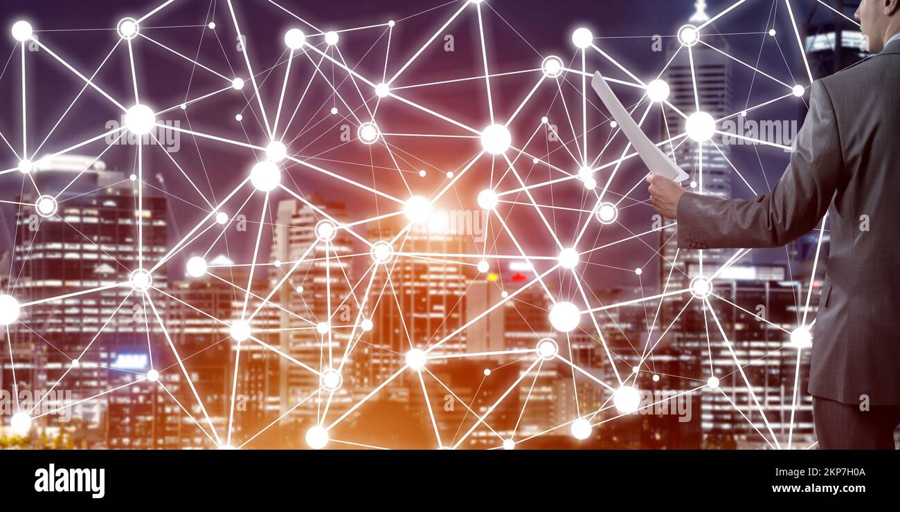 Concept of modern business networking that connect and cooperate people ...