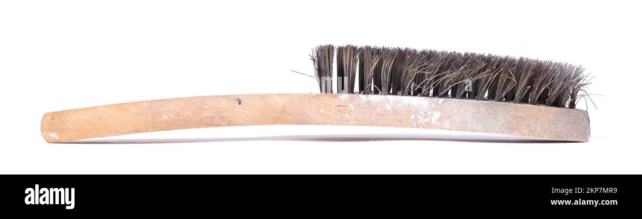 Old used wood wire brush, isolated on white Stock Photo - Alamy