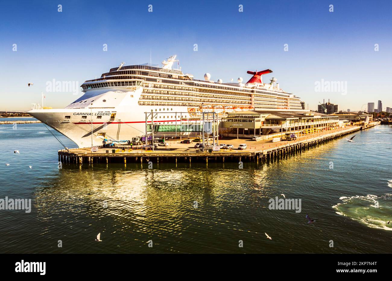 Ocean travel landscape on a cruise liner docked at Station Pier, South ...