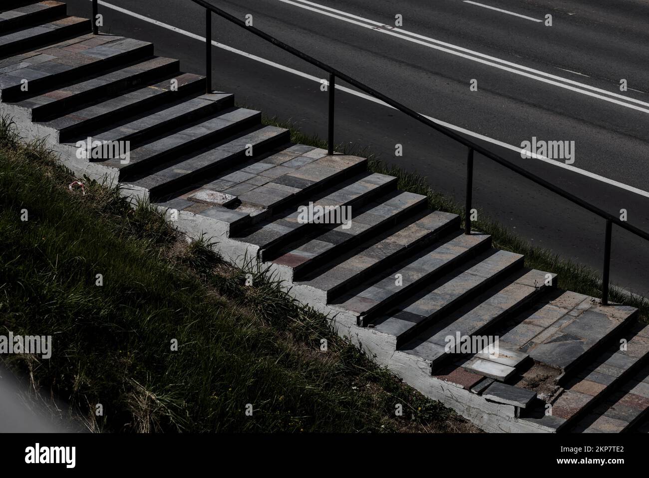 outdoor dangerous broken steps. Damaged stair case. Repairing an old ...