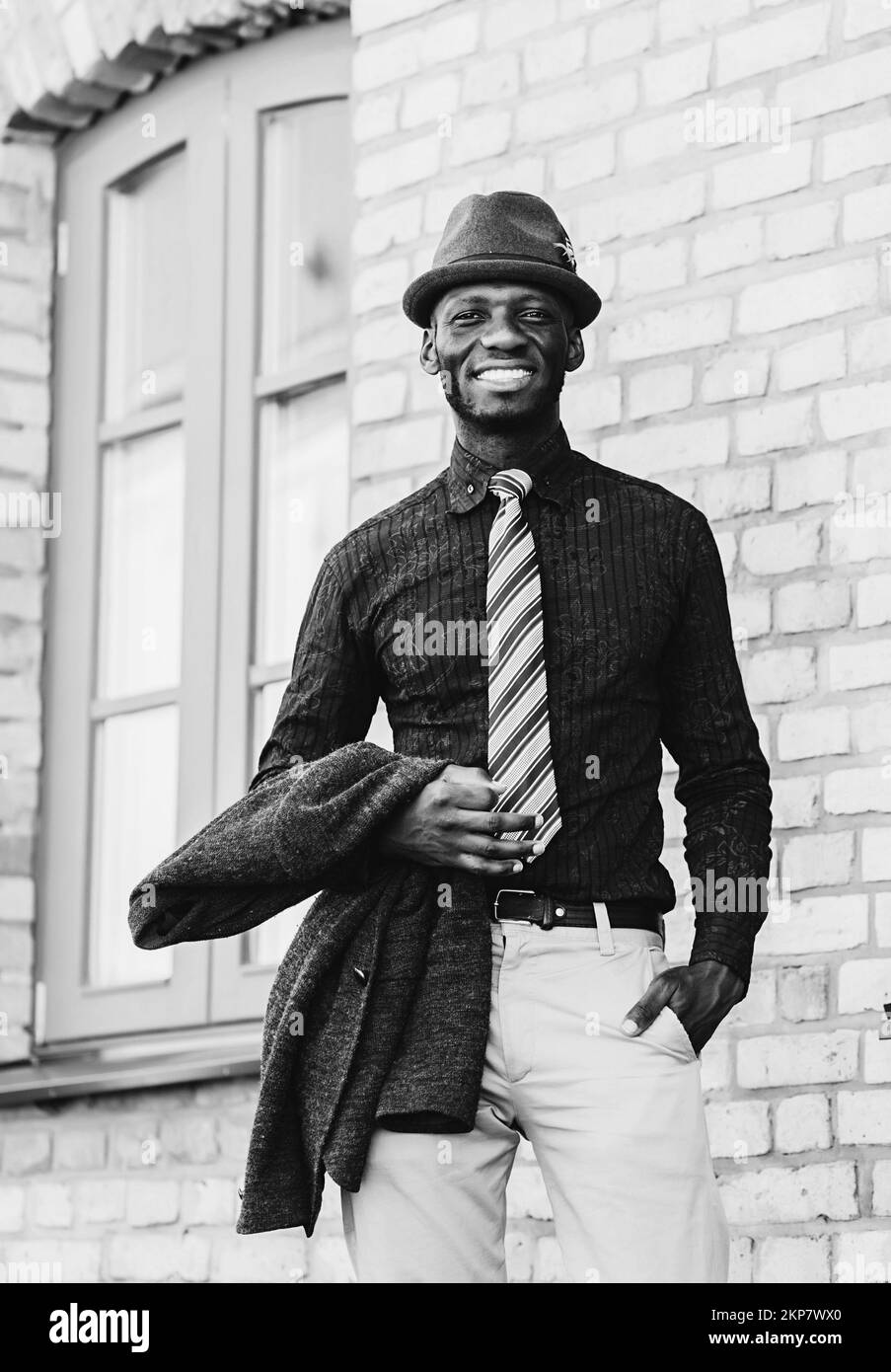 Stylish happy african man Black and White Stock Photos & Images - Alamy