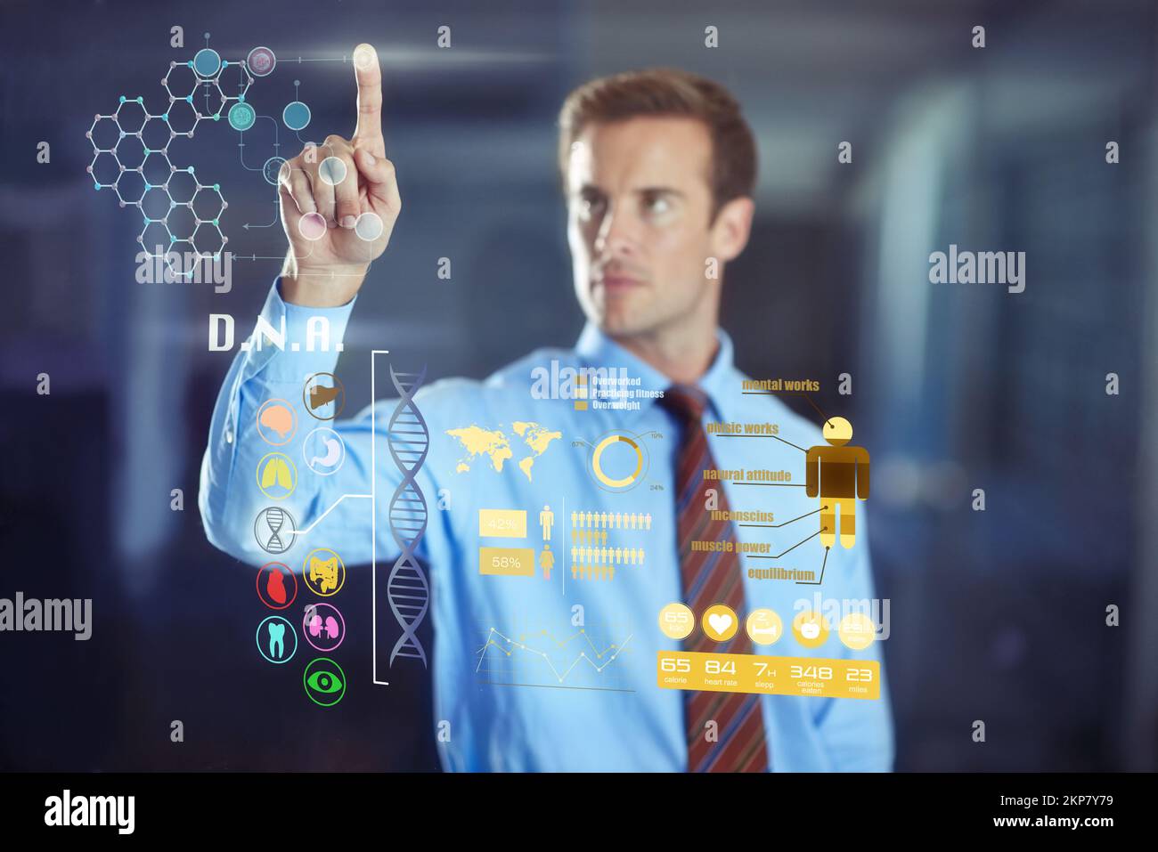 Hybrid business technology Welcome to the future. a handsome young businessman using a digital ...