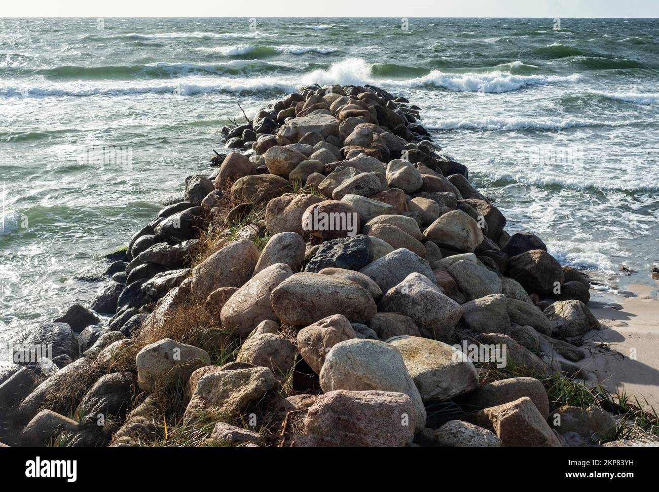Stone pier as protection against beach erosion in Löderup, Ystad, south ...