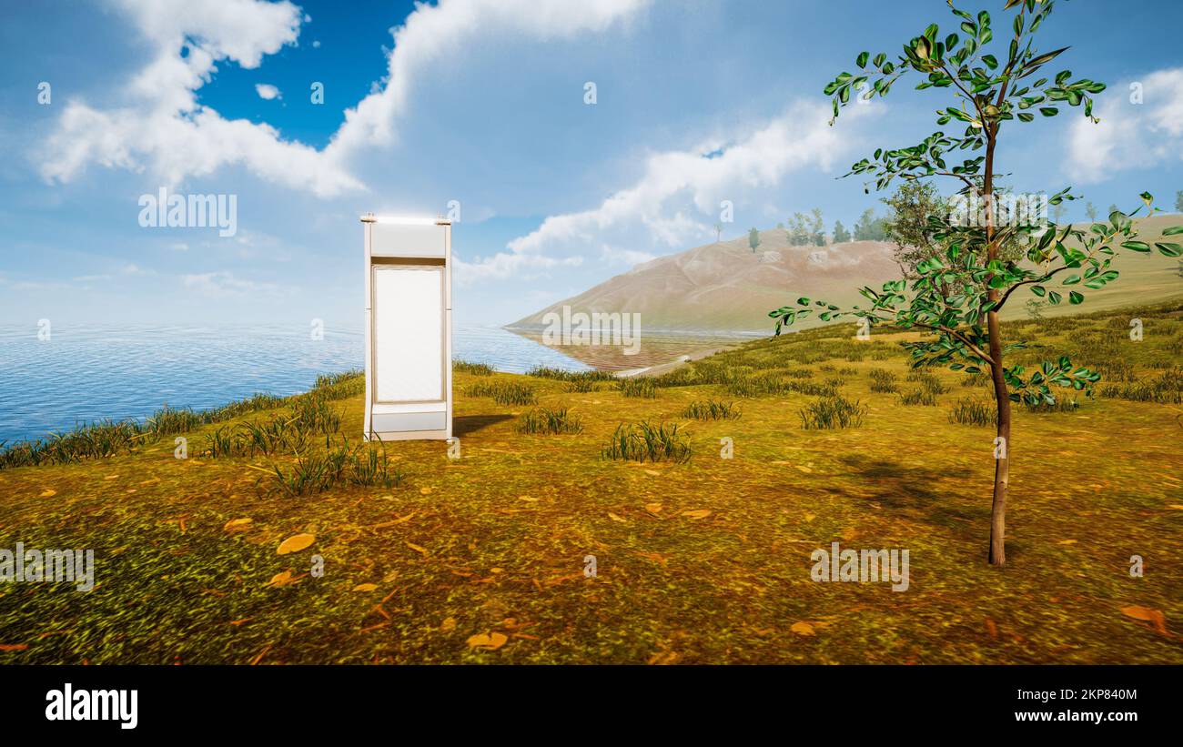 3D rendering. Outside mockup with natural environment, advertising in ...