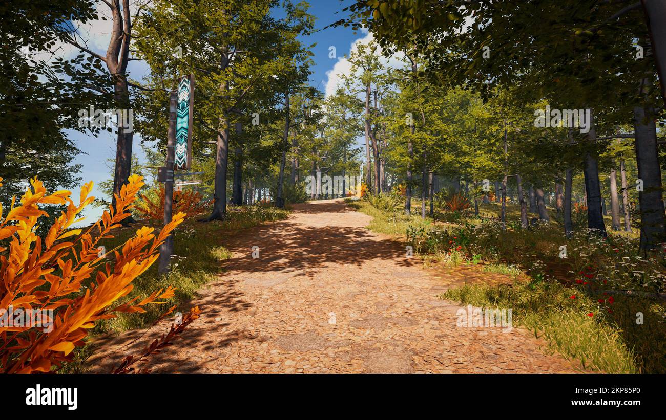 3D rendering. An immersive natural environment. Landscape to illustrate ...