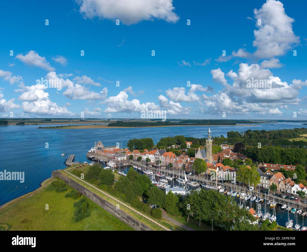 Aerial view, town view with the historic town hall and the historic ...