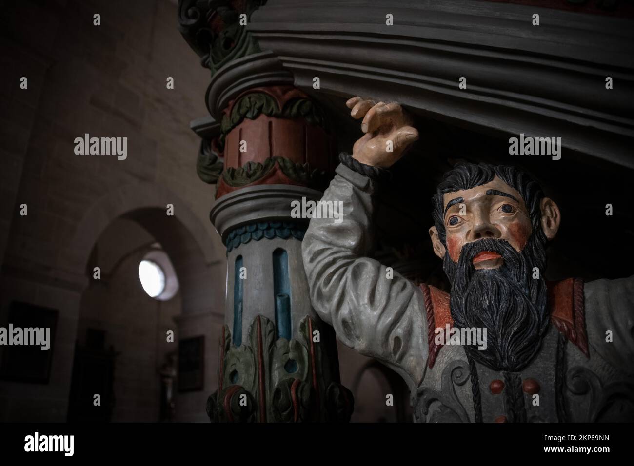 Stucco pulpit by Konrad Wagner with larger-than-life supporting atlas ...
