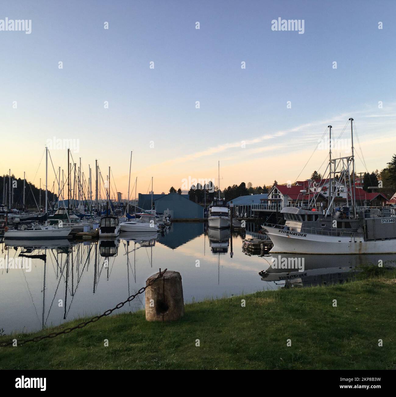 Beautiful sunrise over a harbor at Departure Bay in Nanaimo, British ...