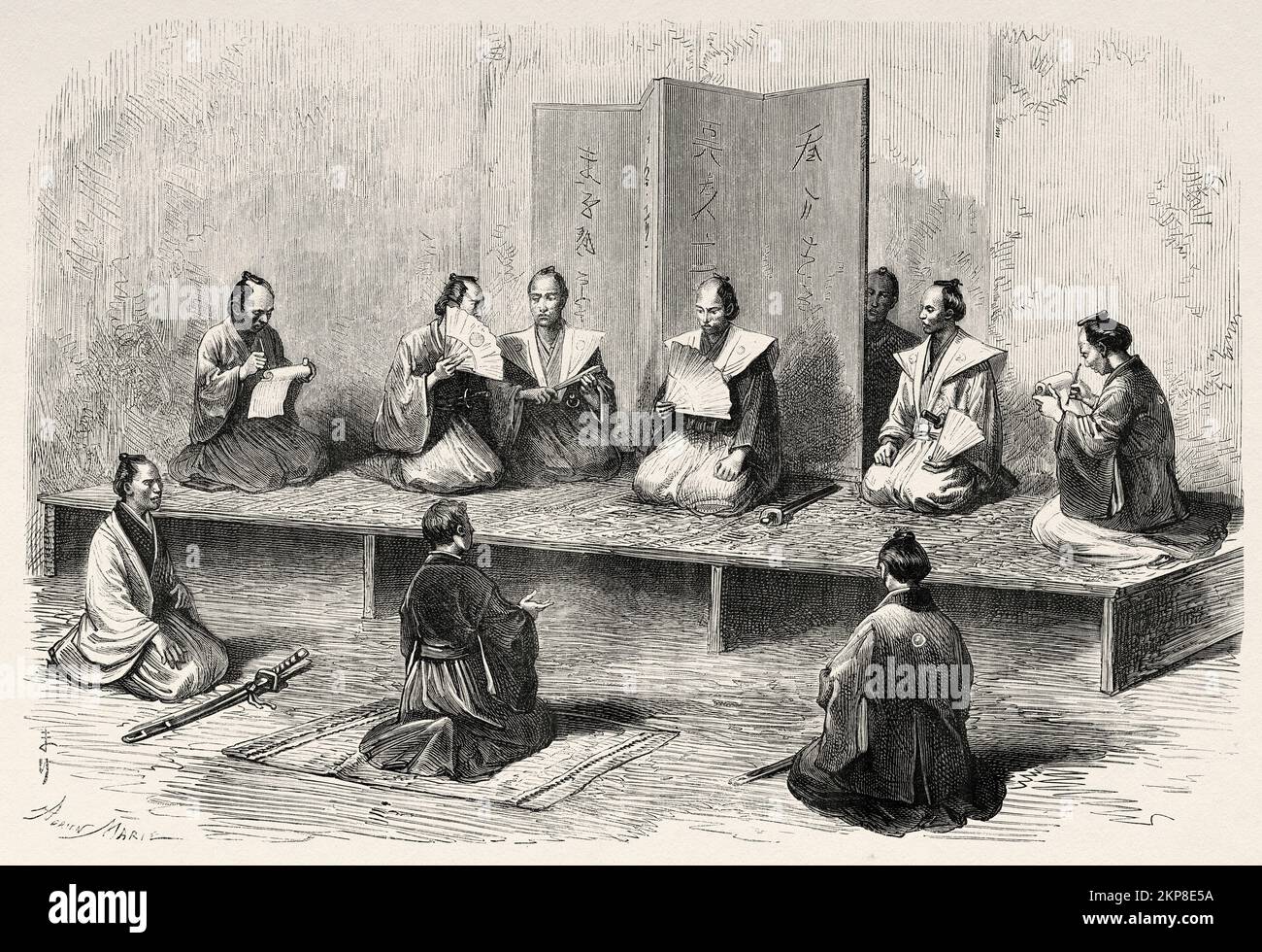 Eugene Collache trial in Tokyo, Japan. An adventure in Japan by Eugene Collache, 1868-1869 Stock ...