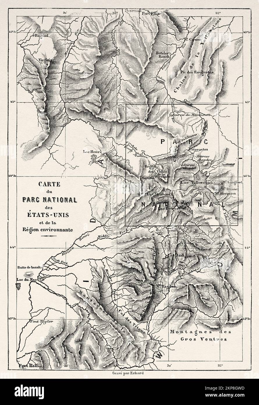 Greater Yellowstone Ecosystem map. Yellowstone National Park, Wyoming ...