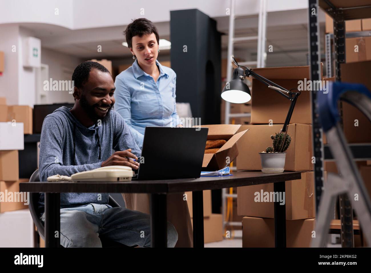 Logistics laptop computer delivery transportation hi-res stock ...